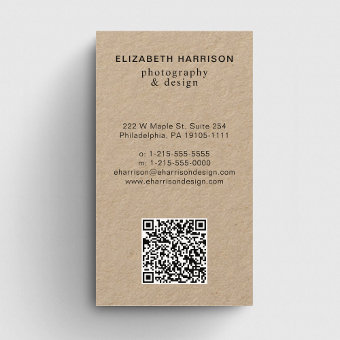 Modern Professional Kraft Photo QR Code Business Card | Zazzle