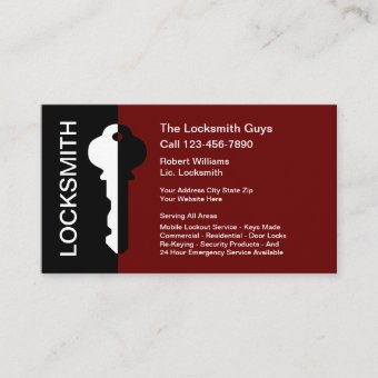 Modern Professional Locksmith Service Business Card | Zazzle