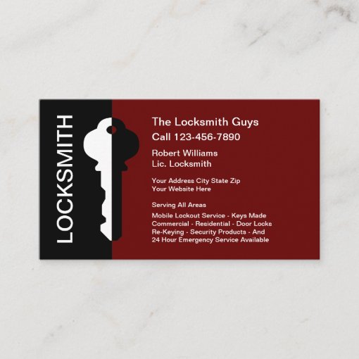 Modern Professional Locksmith Service Business Card | Zazzle