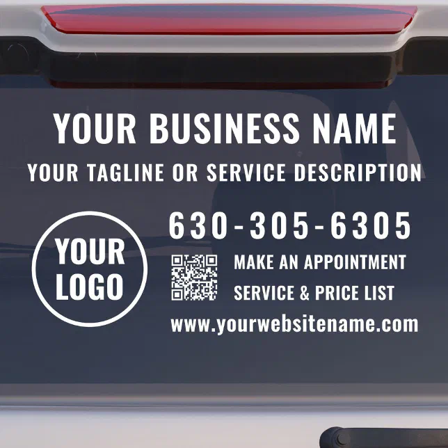 Modern Professional Logo Business Name QR Code Car Window Cling | Zazzle