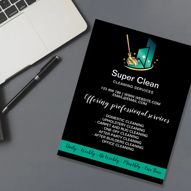 Modern Professional Maid Cleaning Commercial House Flyer | Zazzle
