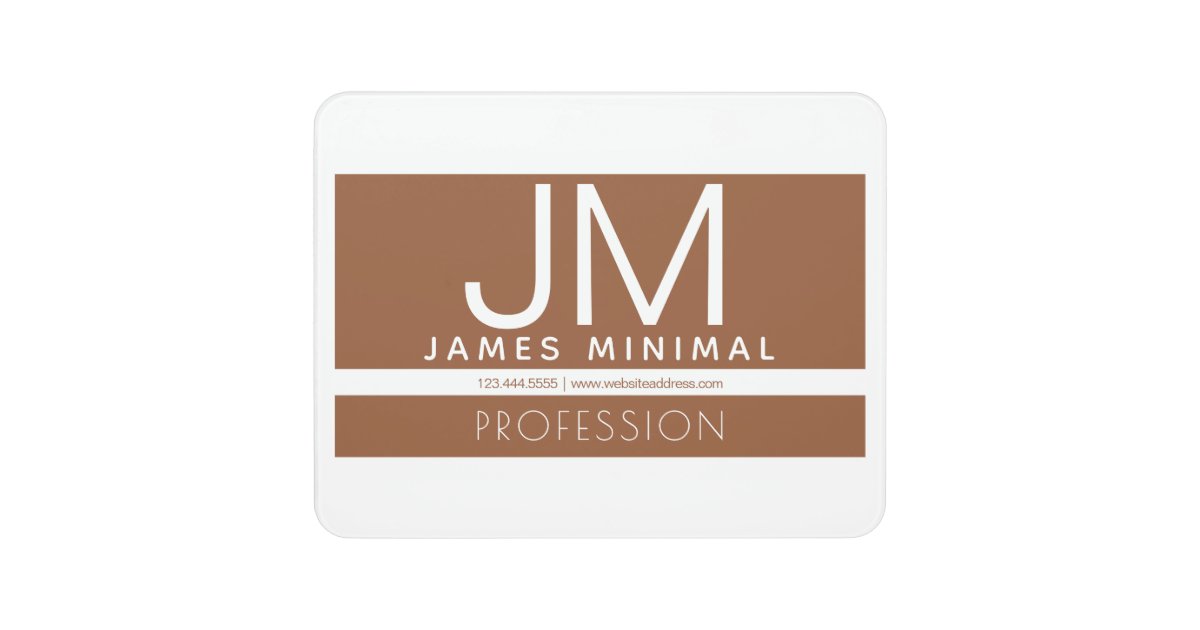 Modern Professional Minimal Design | Brown & White Door Sign | Zazzle