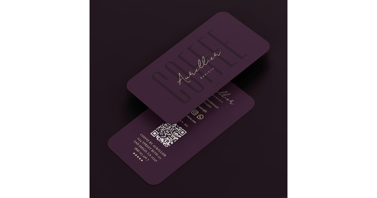 Modern Professional Minimalist Dark Purple QR Code Business Card | Zazzle