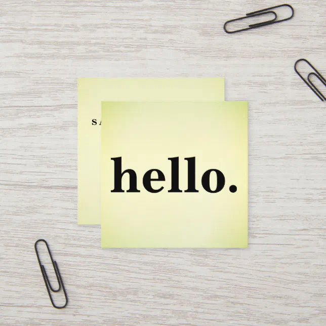 Modern Professional Minimalist Rustic Hello Square Business Card | Zazzle