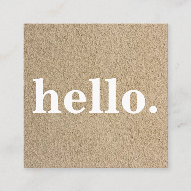 Modern Professional Minimalist Rustic Kraft Hello Square Business Card ...