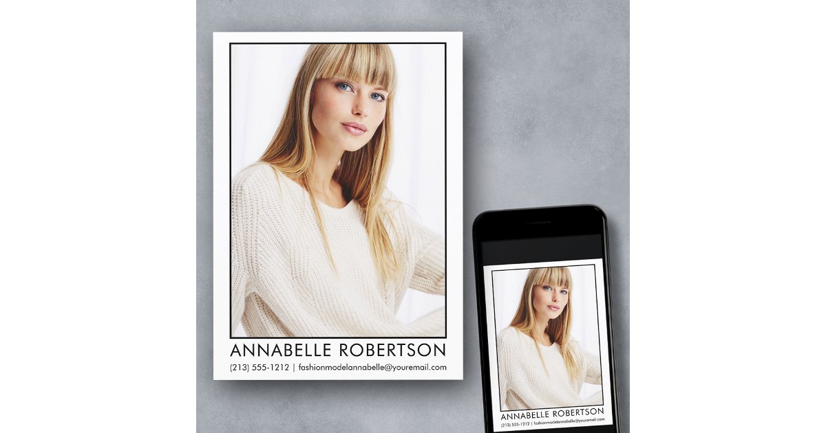 Modern Professional Model Actor Photo Card | Zazzle