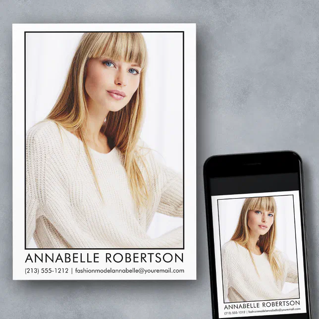 Modern Professional Model Actor Photo Card | Zazzle
