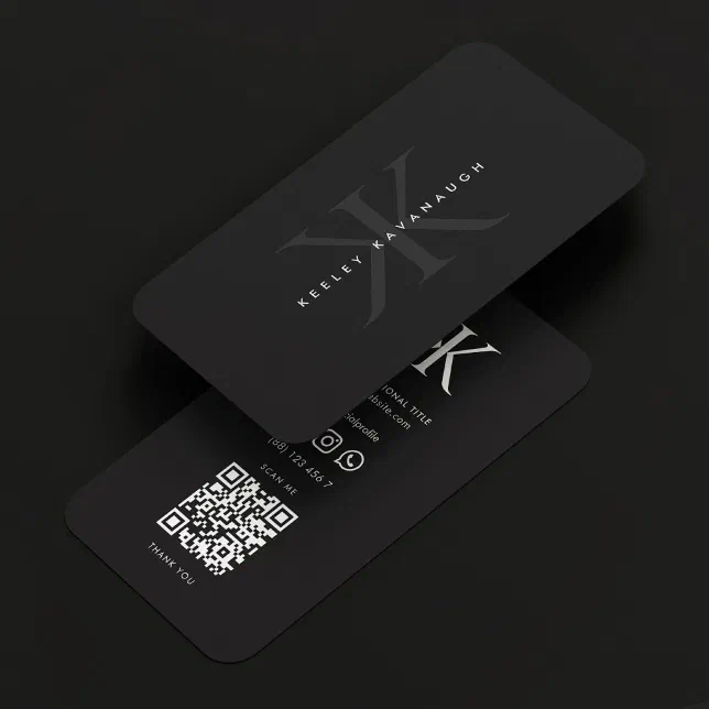 Modern Professional Monogram K Logo Dark Grey Business Card | Zazzle