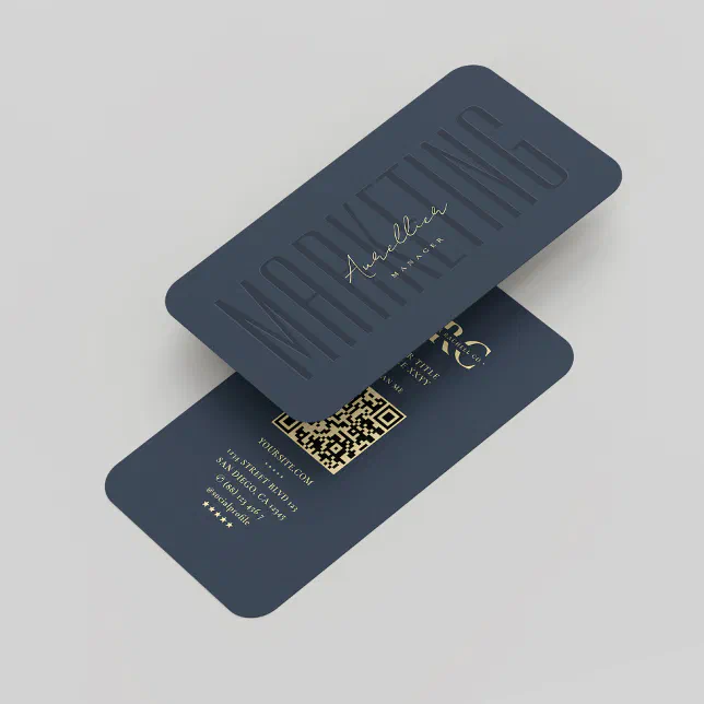 Modern Professional Monogram Marketing Dark Blue Business Card | Zazzle