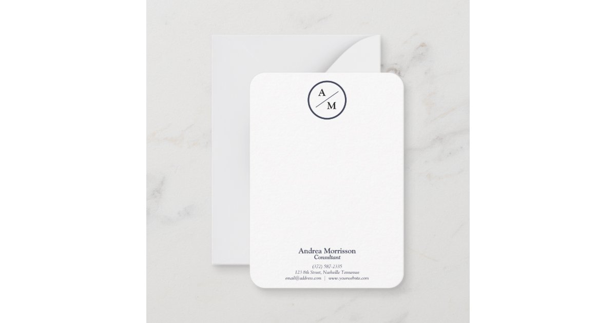 Modern Professional Monogram Note Card | Zazzle
