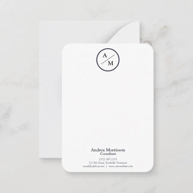 Modern Professional Monogram Note Card | Zazzle