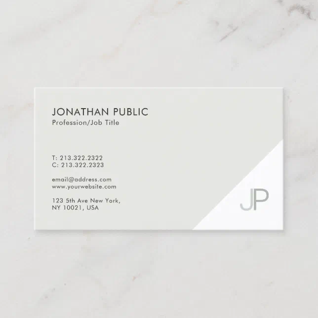 Modern Professional Monogram Simple Chic Plain Business Card | Zazzle
