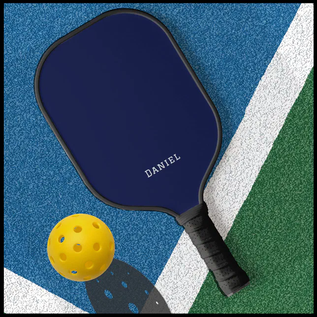 Modern Professional Navy Blue Monogram Pickleball Paddle | Zazzle
