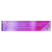Modern Professional Pink Purple Sparkle Glitter Desk Name Plate | Zazzle