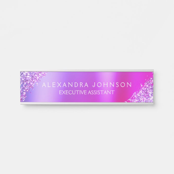 Modern Professional Pink Purple Sparkle Glitter Door Sign | Zazzle.com