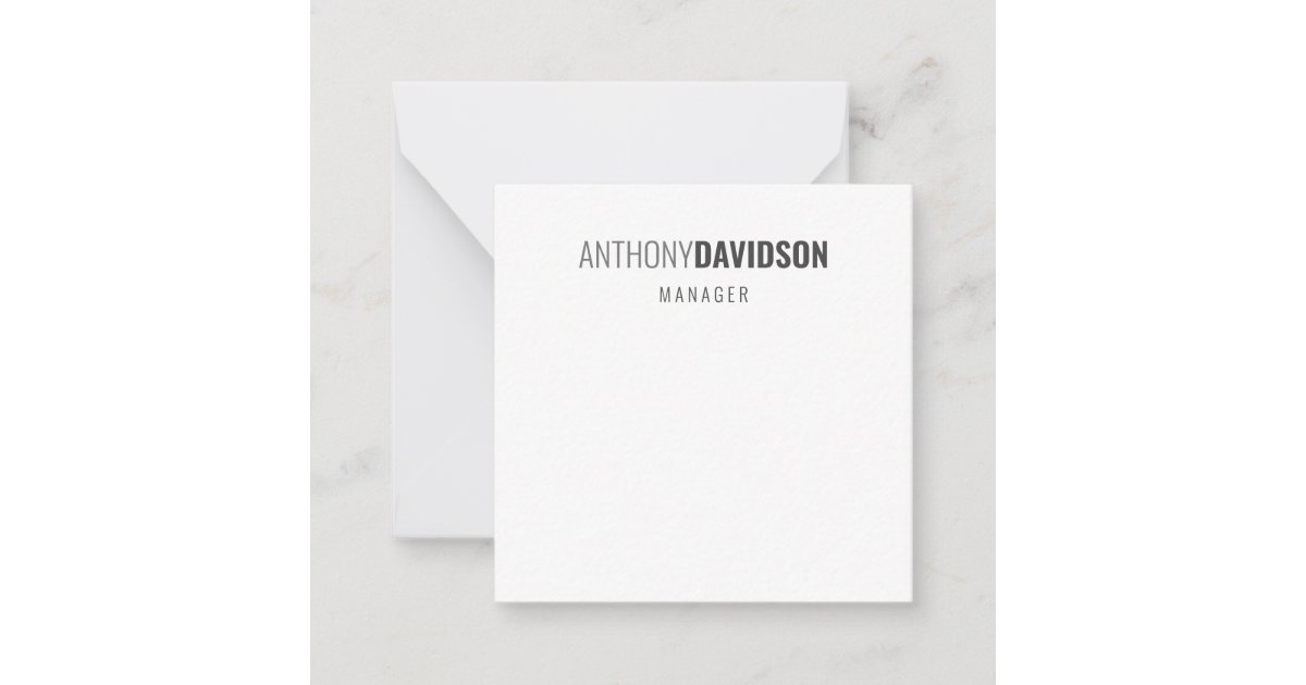 Modern Professional Plain Simple Minimalist Note Card | Zazzle
