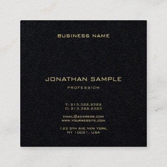 Modern Professional Premium Black Gold Name Text Square Business Card ...