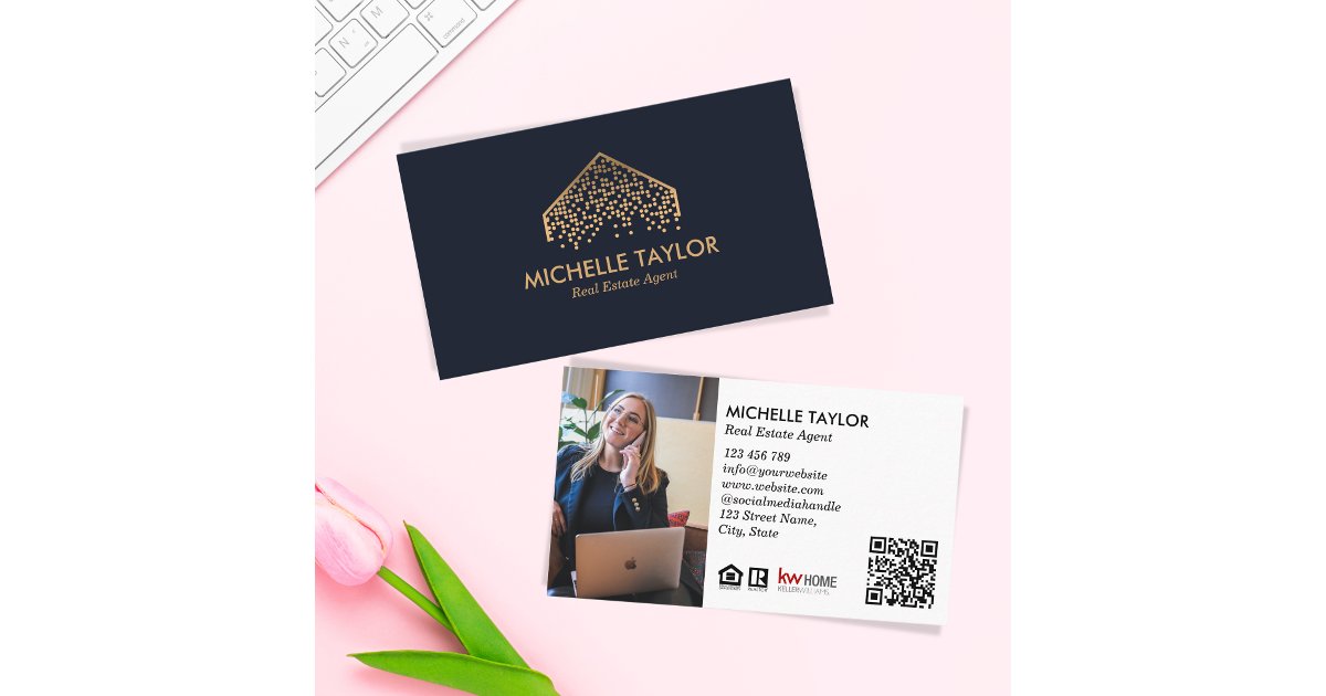 Modern Professional Real Estate Photo QR Code Business Card | Zazzle