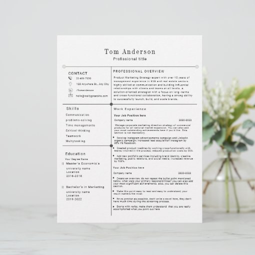Modern Professional Resume Template | Zazzle