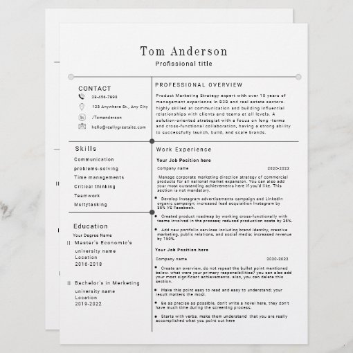 Modern Professional Resume Template | Zazzle