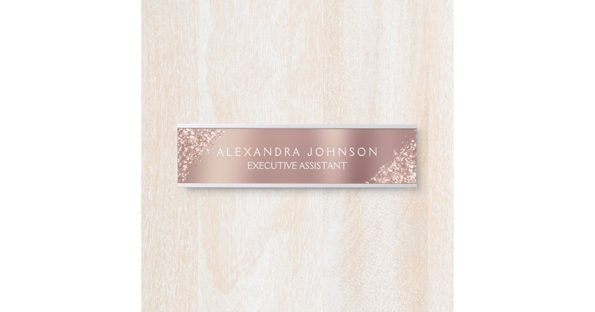 Modern Professional Rose Gold Sparkle Glitter Door Sign | Zazzle