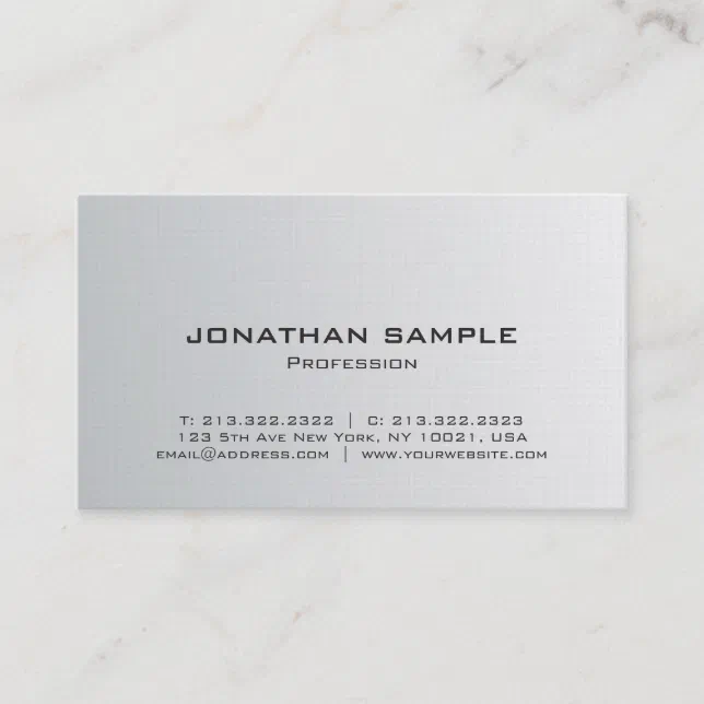 Modern Professional Silver Look Minimalist Luxe Business Card | Zazzle