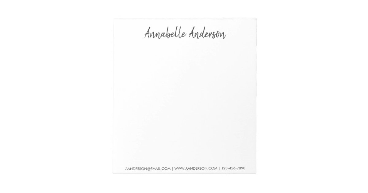 Modern Professional Simple Basic Script Name Notepad | Zazzle