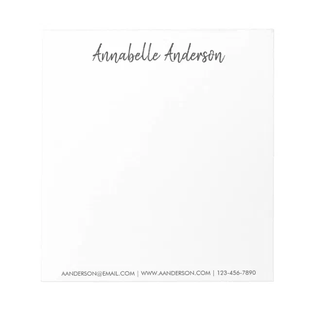 Modern Professional Simple Basic Script Name Notepad | Zazzle