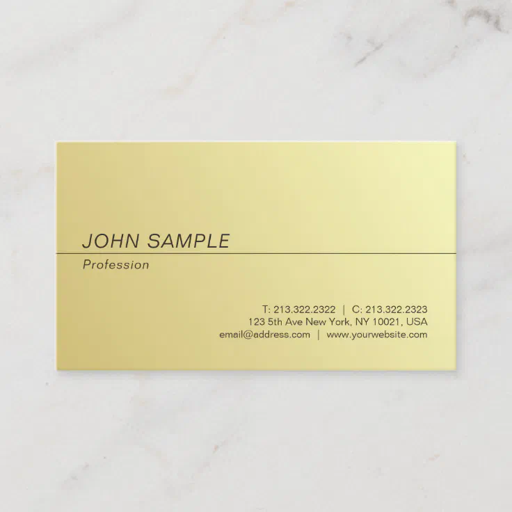 Modern Professional Simple Chic Gold Look Plain Business Card | Zazzle