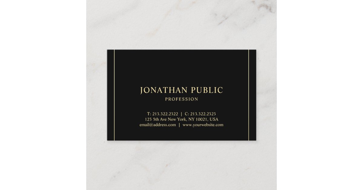 Modern Professional Simple Template Gold Text Luxe Business Card | Zazzle