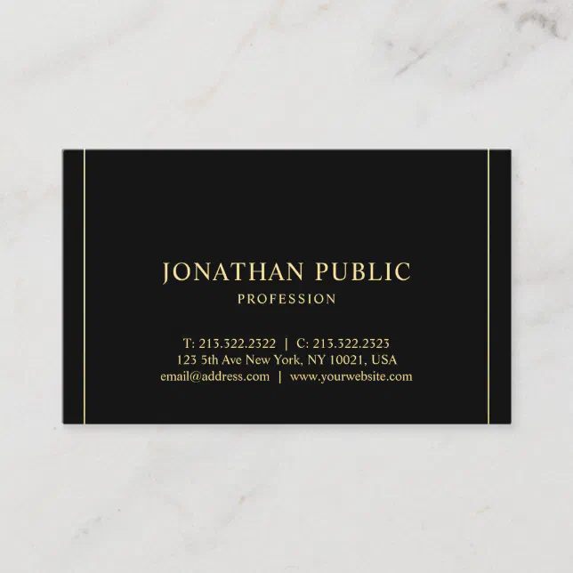 Modern Professional Simple Template Gold Text Luxe Business Card | Zazzle