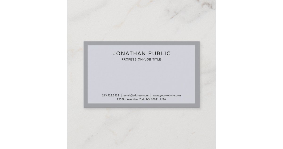 Modern Professional Sleek Elegant Grey White Business Card | Zazzle