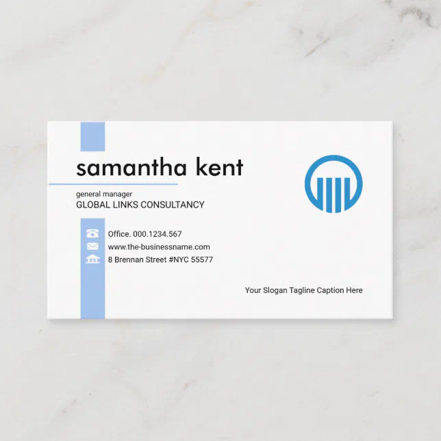 Modern Professional Stylish Blue Tab CEO Founder Business Card | Zazzle
