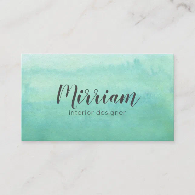 Modern professional teal watercolor business card | Zazzle