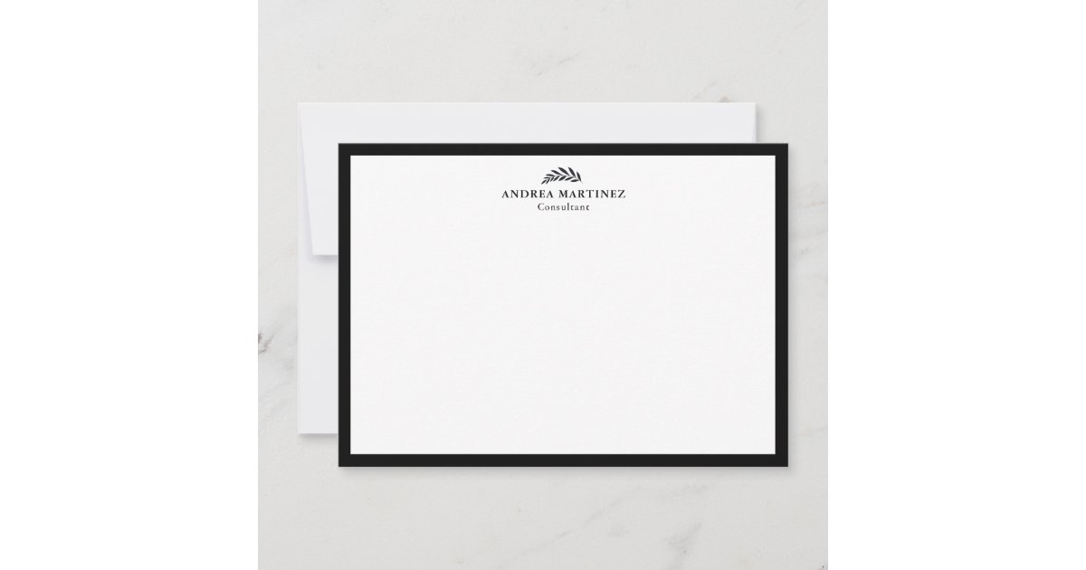 Modern Professional Thick Black Border Note Card | Zazzle