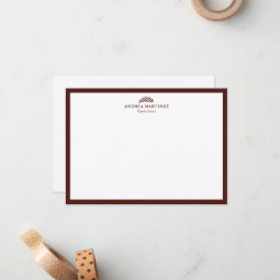 Modern Professional Thick Maroon Border Note Card | Zazzle