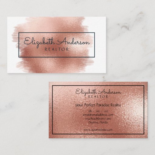 Modern Professional Trendy Rose Gold Foil Business Card | Zazzle