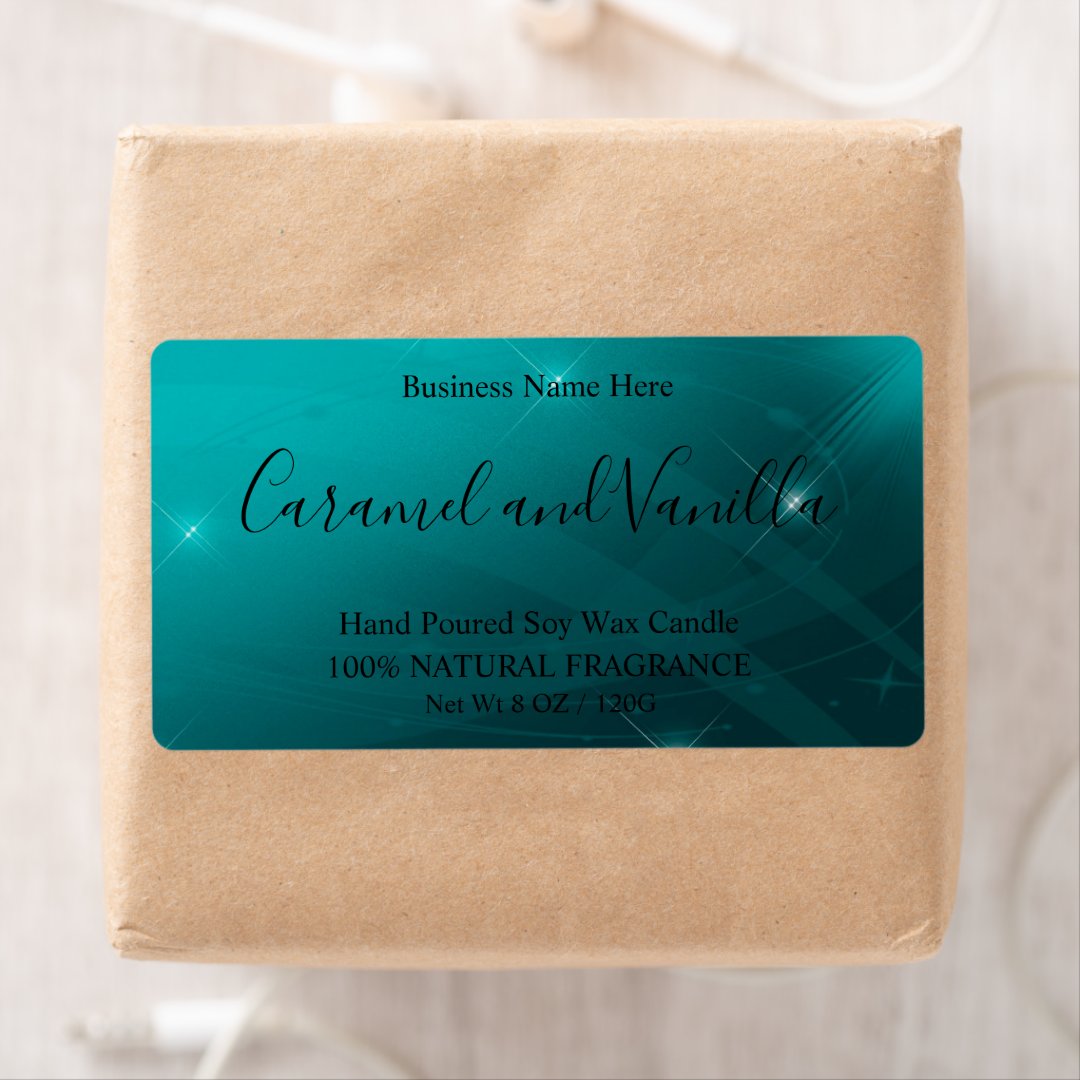 Modern Professional Turquoise Candles Label | Zazzle