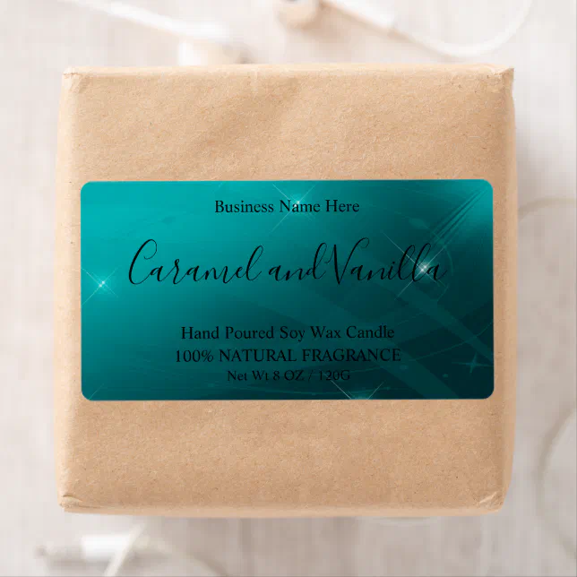 Modern Professional Turquoise Candles Label | Zazzle