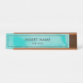Modern Professional Turquoise Watercolor Desk Name Plate | Zazzle