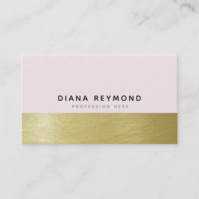 modern professional very light pink & faux gold business card | Zazzle
