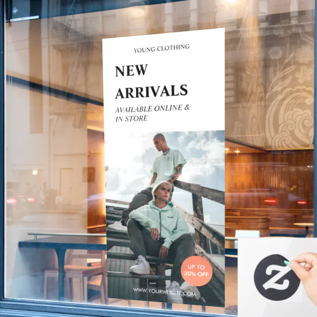 Modern Promotion Photo Black Business Ads Window C Window Cling | Zazzle