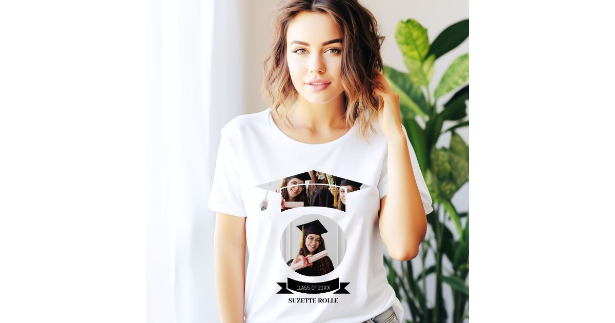 Modern Proud Parent Graduation Shirt With Photos | Zazzle