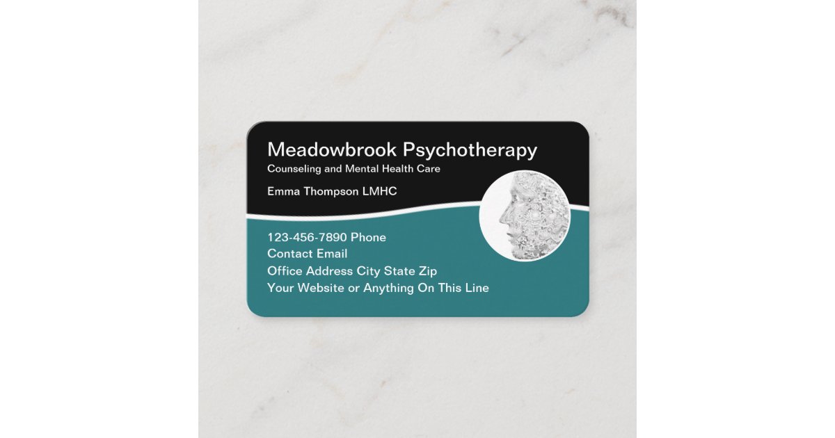 Modern Psychotherapist Mental Health Business Card | Zazzle