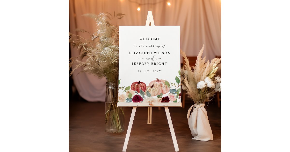 Modern Pumpkins Country Fall Wedding Welcome Sign | Zazzle