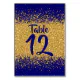 Modern Pure Gold Glitter on Royal Blue Table Number | Zazzle