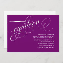 Modern Purple 18th Birthday Invitations | Zazzle