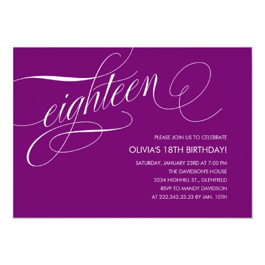 Modern Purple 18th Birthday Invitations | Zazzle.com
