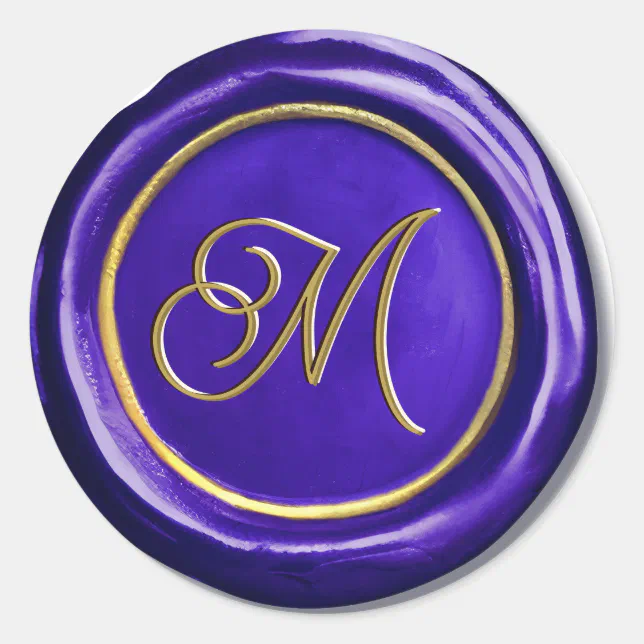 Modern Purple And Gold Monogram Wax Seal Stickers | Zazzle