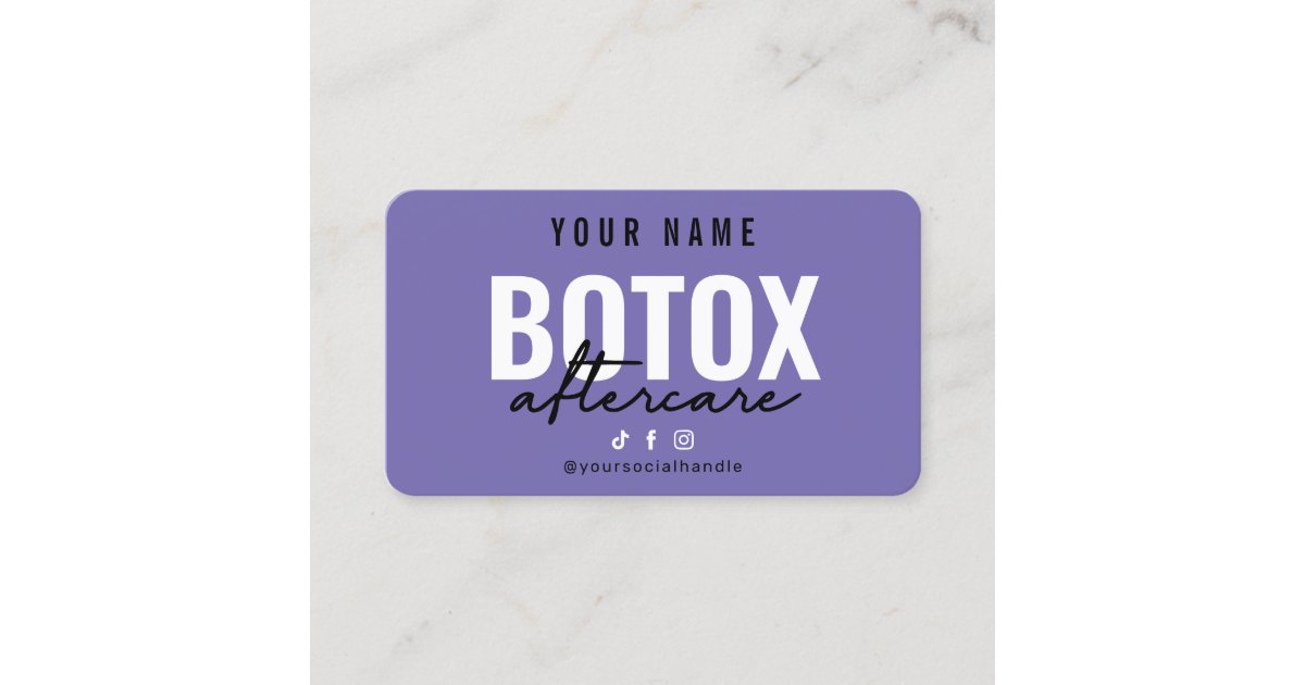 Modern Purple Botox Aftercare Card | Zazzle